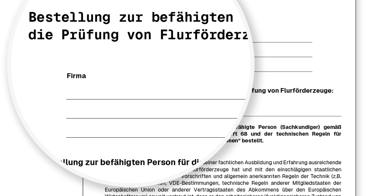 Bestellung Befahigte Person Regalprufung